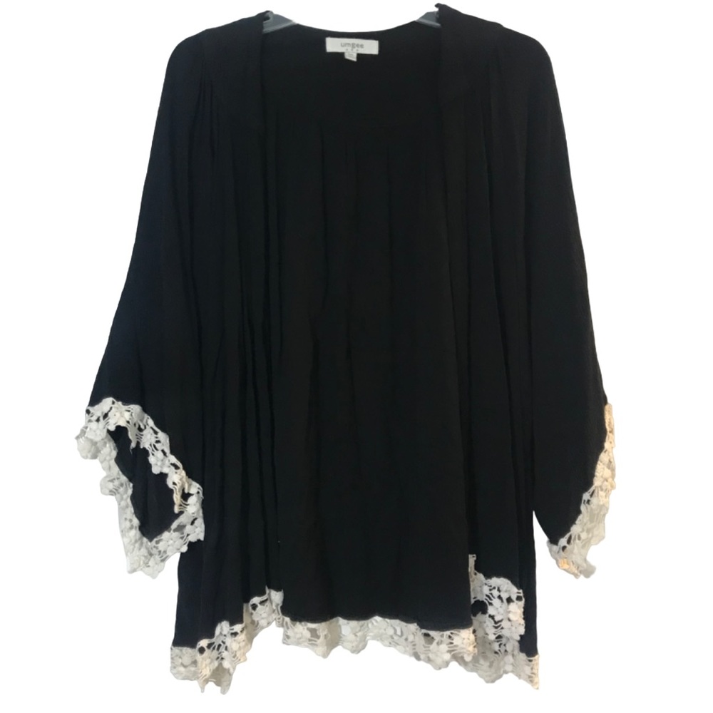 Umgee Kimono Duster Open Front Crochet Hippie Boho - Gem